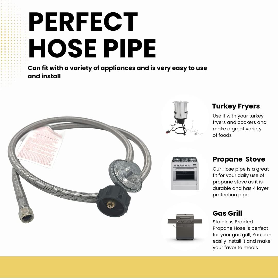 Adjustable 5FT High Pressure Propane Regulator Hose Pipe | Bioexcel