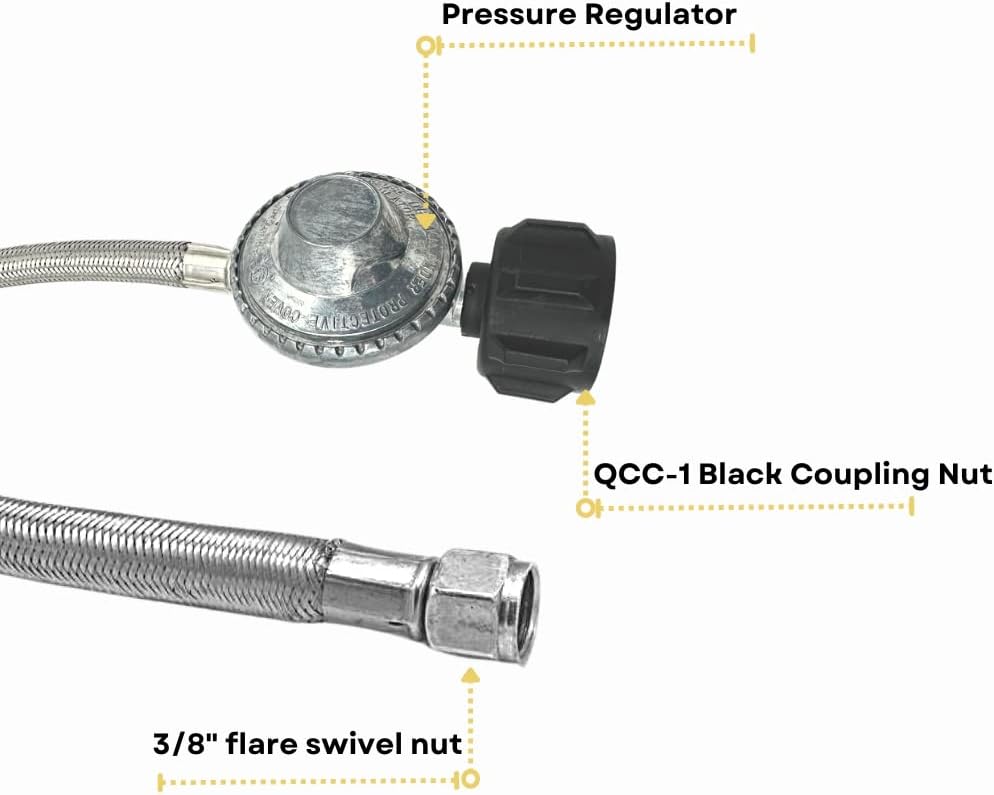 Adjustable 5FT High Pressure Propane Regulator Hose Pipe | Bioexcel