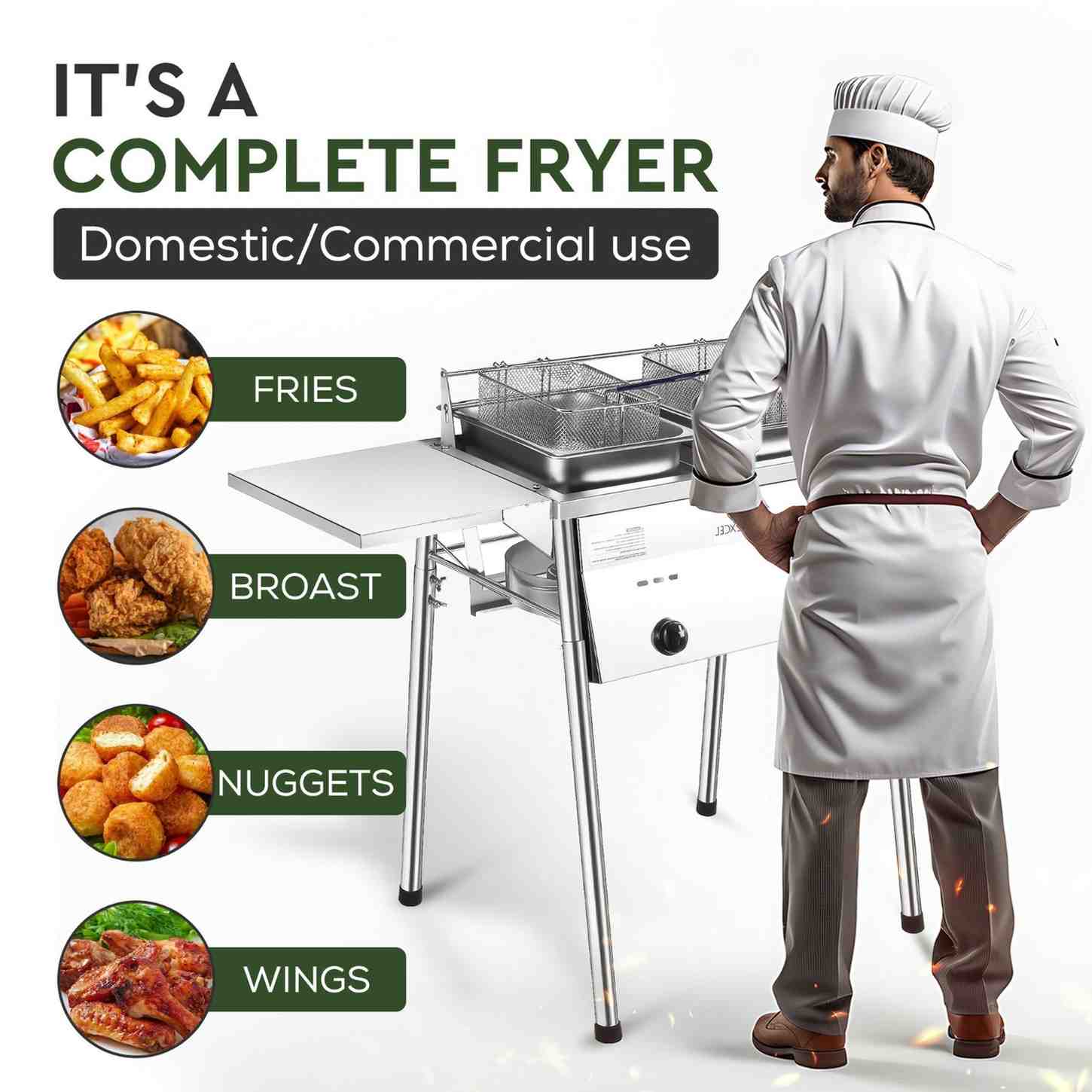 Bioexcel Two-Tank Stainless Steel Deep Fryer - Propane Deep Fryer Comm